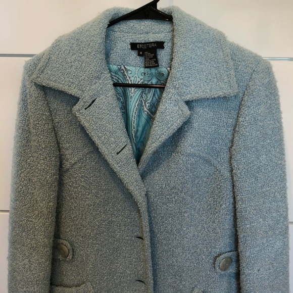 Jackets & Coats | Vintage Baby Blue Boucle Coat | Poshmark